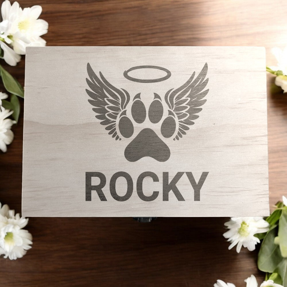 Paw Print Dog Memorial Box - Guardian Angel Collection
